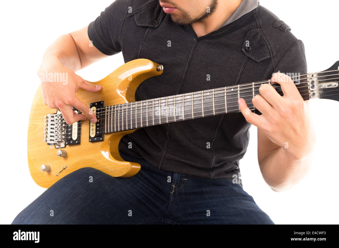 Portrait guy guitarist playing electric hi-res stock photography and ...