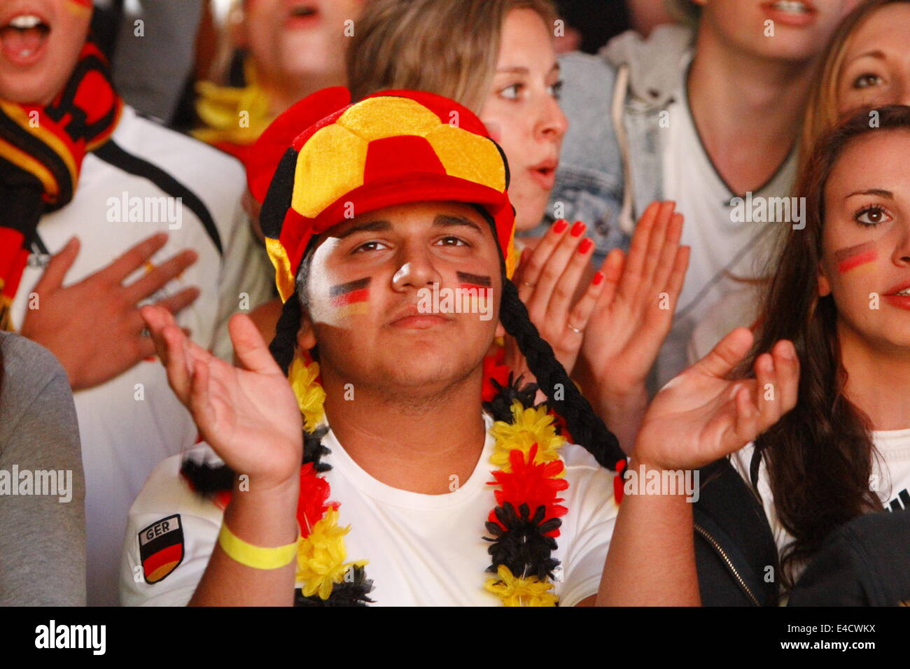 The German fans celebrate when their team have goal. Thousands of fans ...