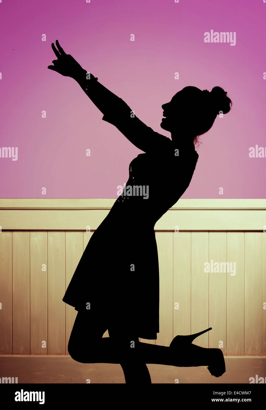 Dancing girl black silhouette hi-res stock photography and images - Alamy