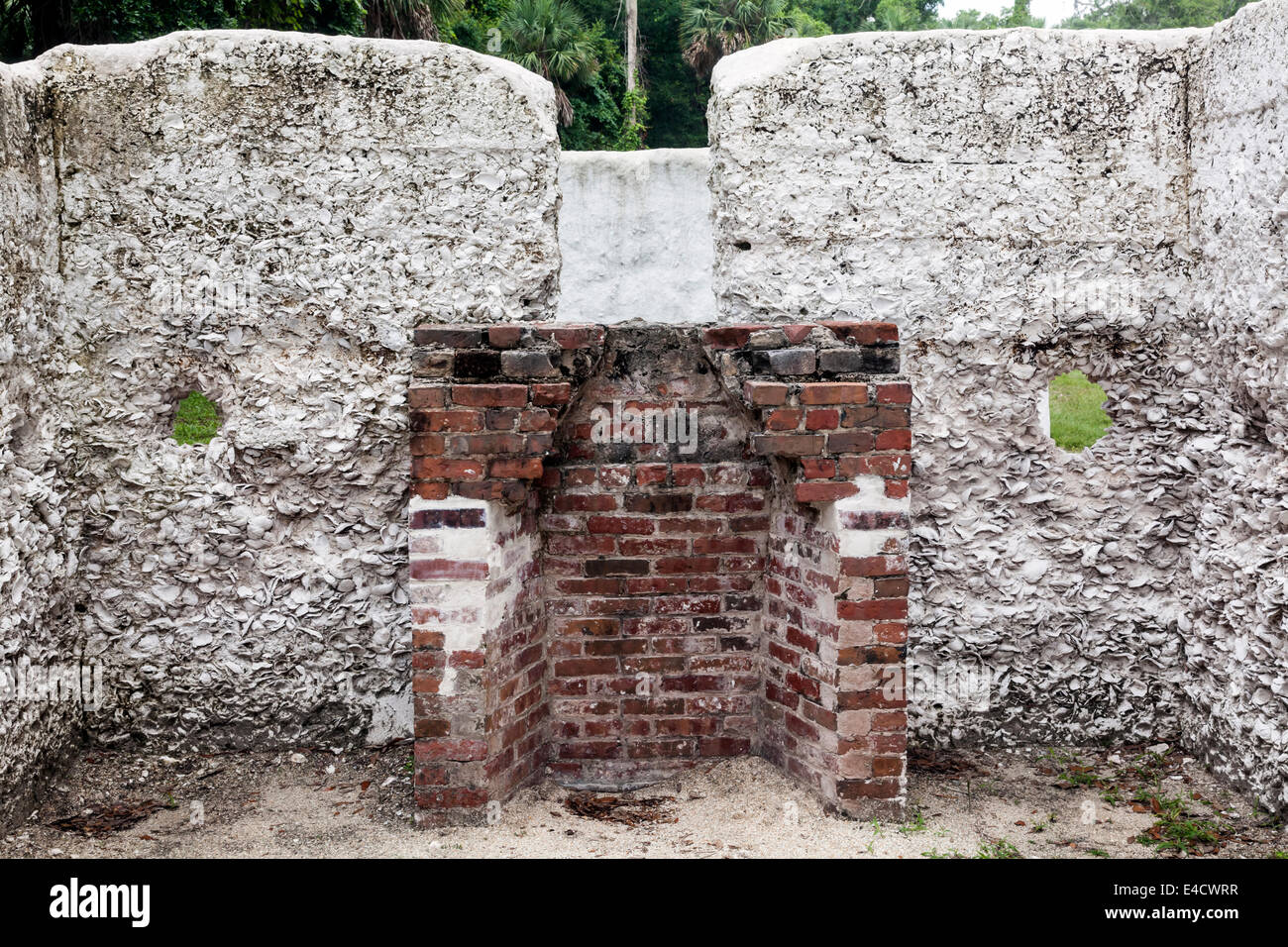 Brick fireplace and tabby ruins of the Kingsley Plantation slave ...