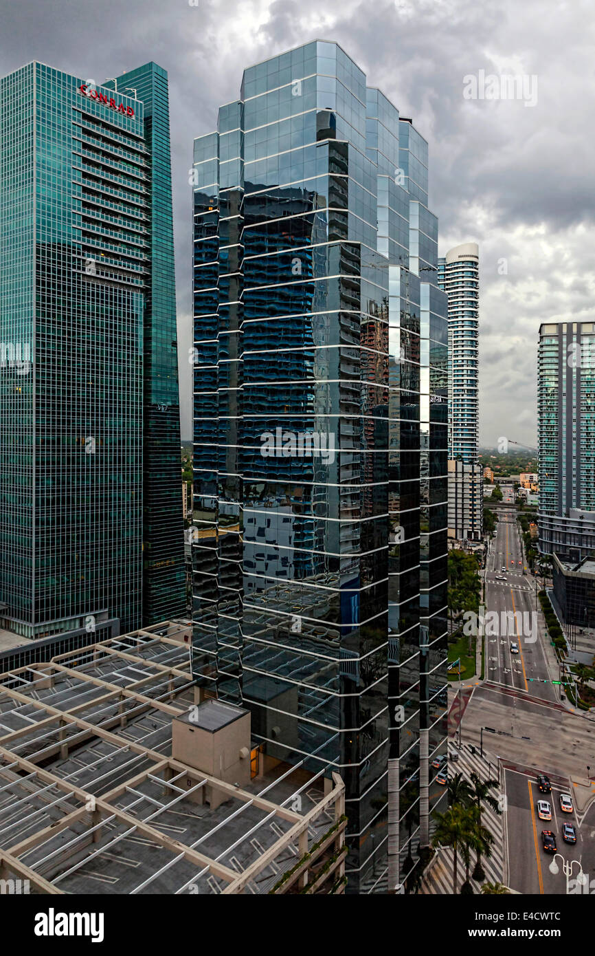 Storm over downtown near 1221 Brickell Office high-rise building ...
