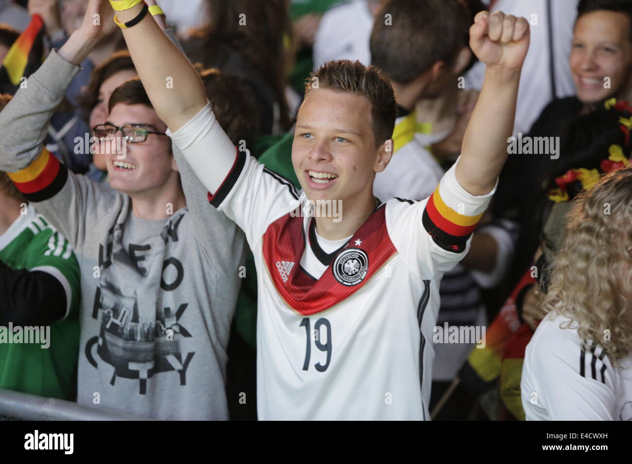 The German fans celebrate when their team have goal. Thousands of fans ...
