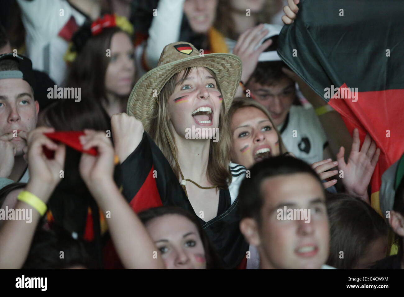 The German fans celebrate when their team have goal. Thousands of fans ...