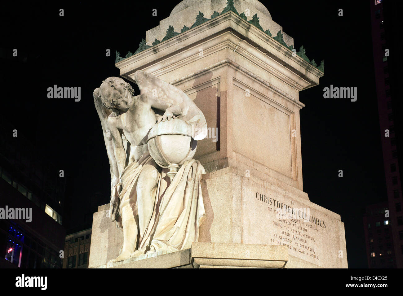 Base of Christopher Columbus statue located on Columbus Circle and 59th ...