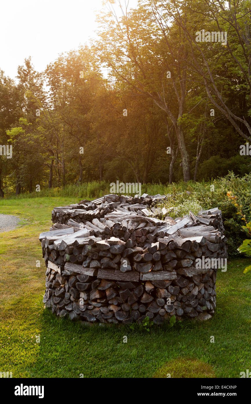 Circular stacks of firewood Stock Photo - Alamy