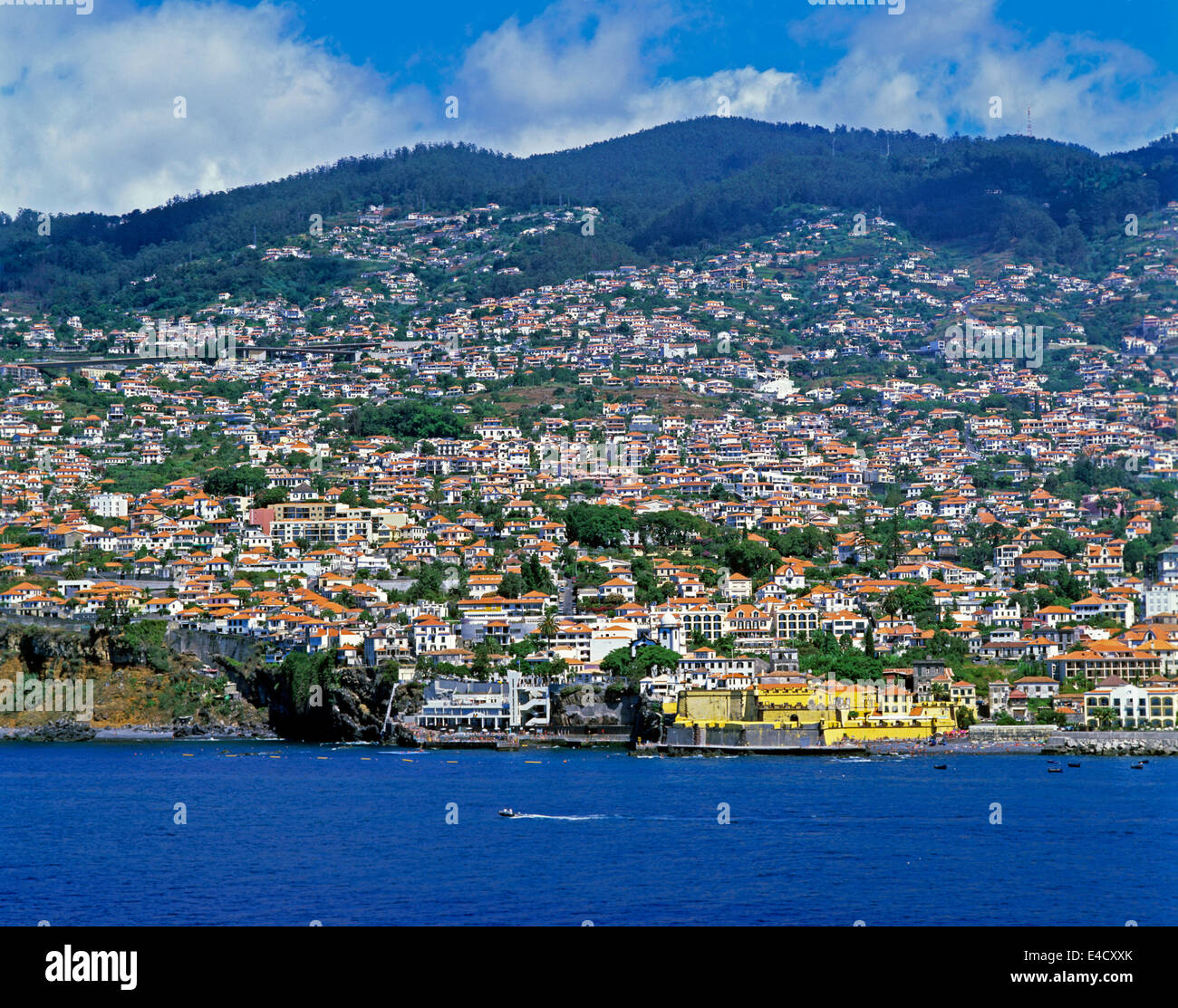 View of cityscape showing waterfront, Funchal, Madeira, Portugal Stock ...