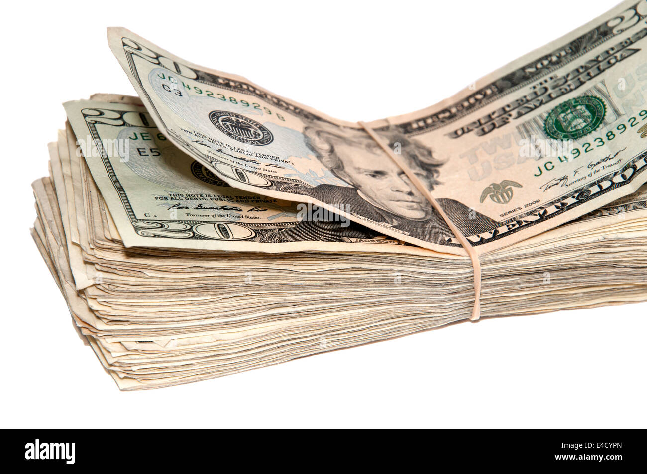 Stack of American money isolated against a white background Stock Photo ...