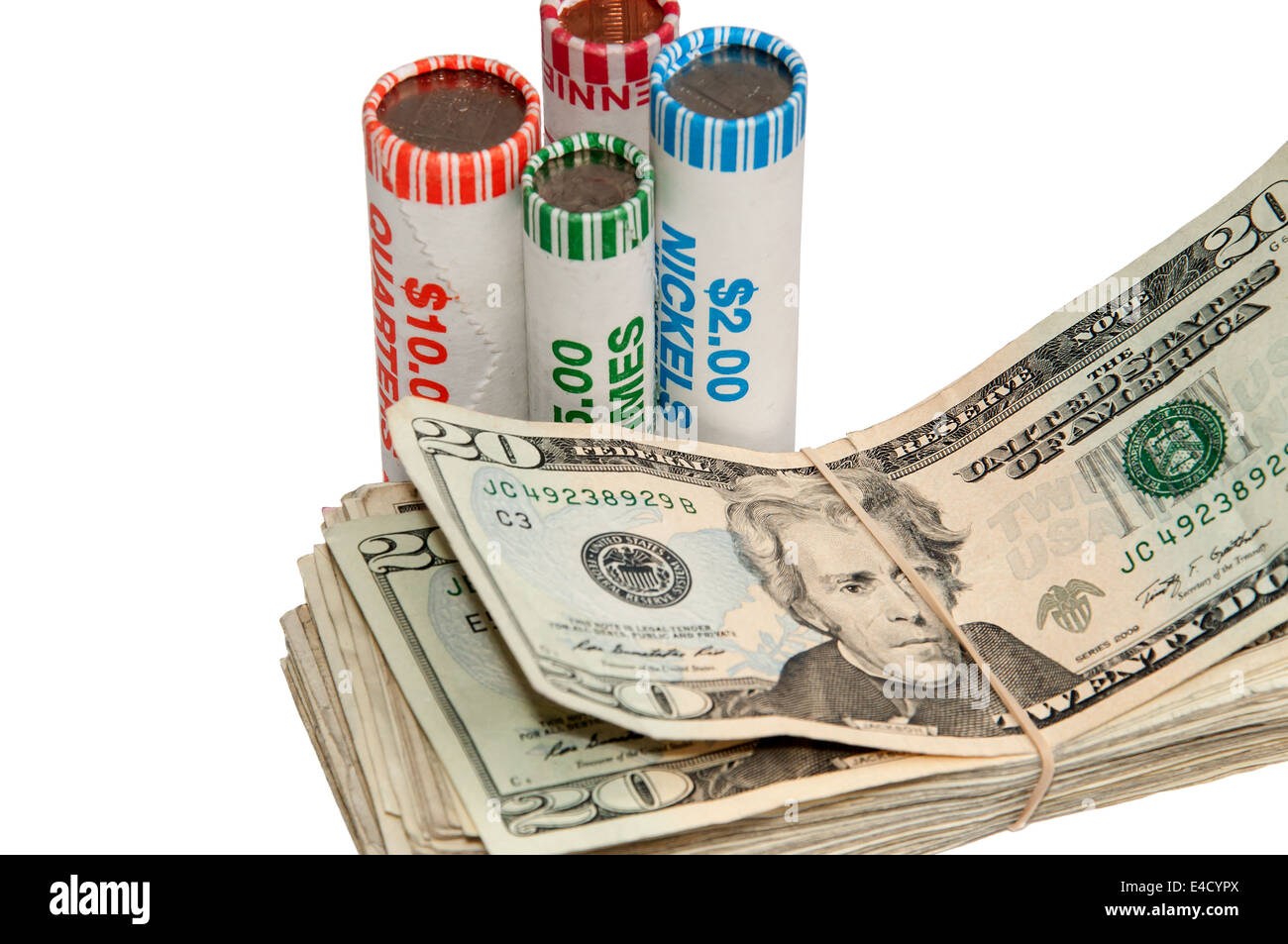 American dollar notes and coins hi-res stock photography and images - Alamy