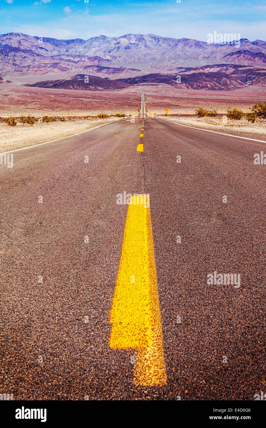 Long road in Death Valley with Instagram filter Stock Photo - Alamy
