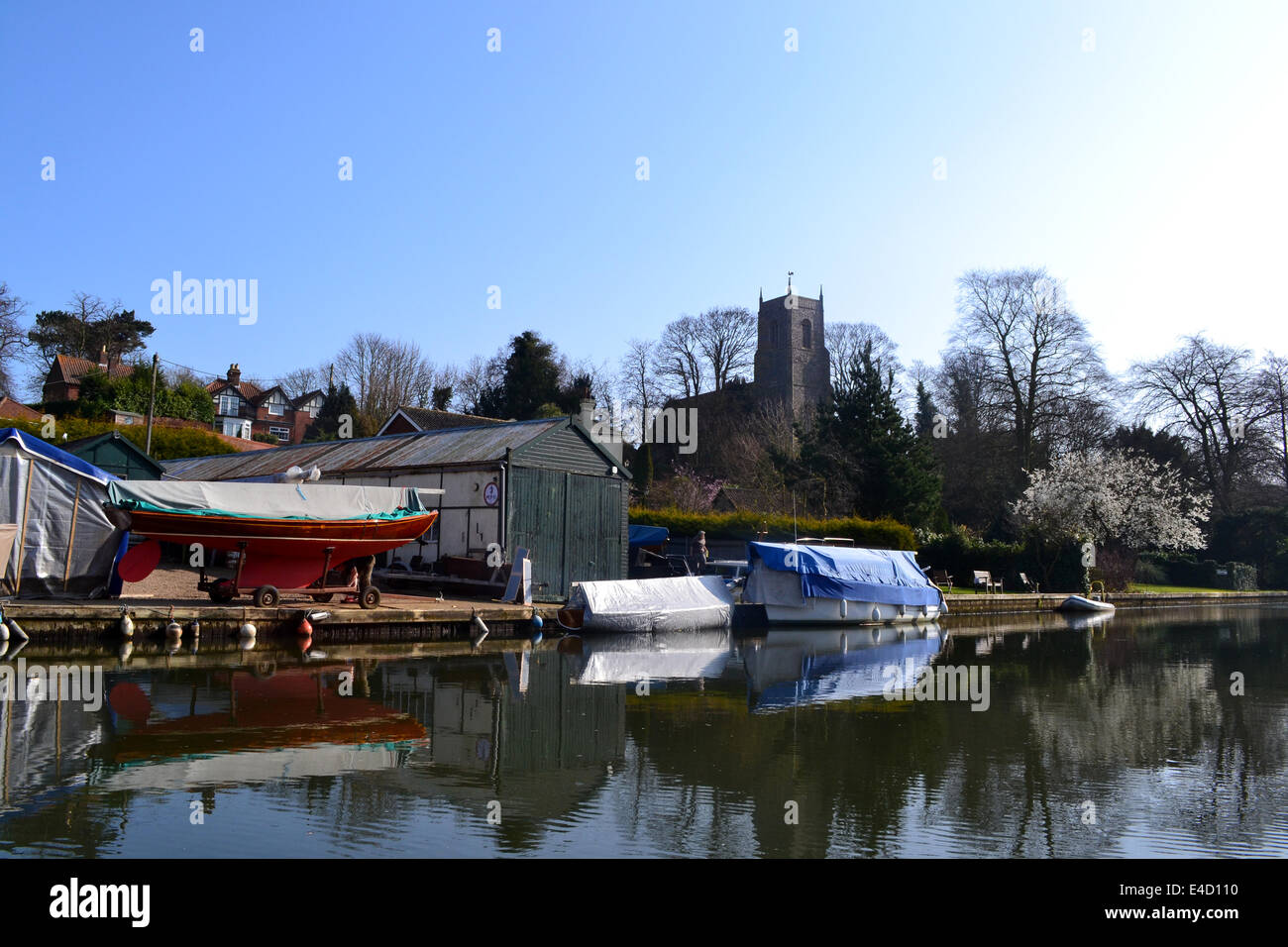 Village of Belaugh on the River Bure, Norfolk Broads, UK Stock Photo ...