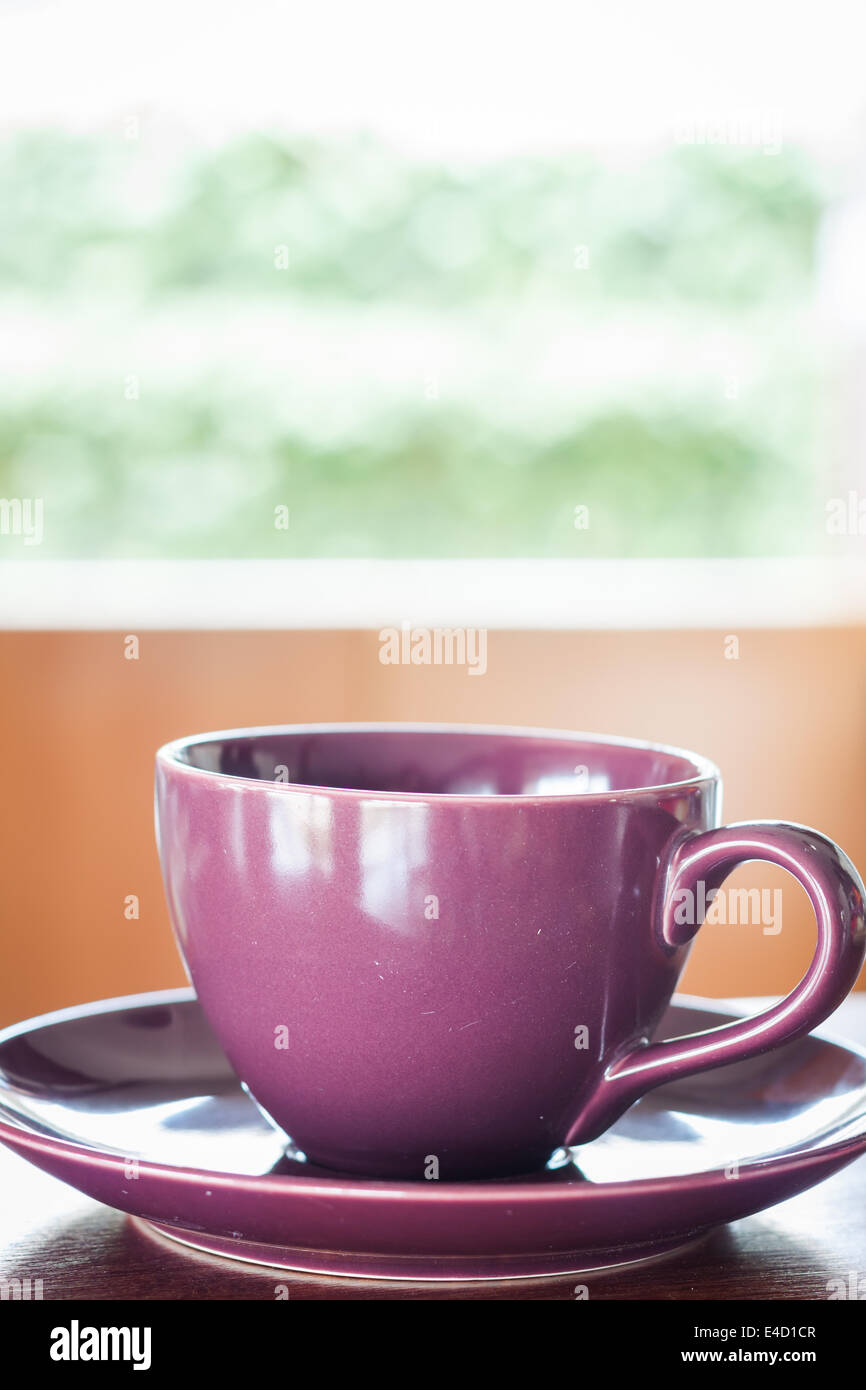 Purple coffee cup with espresso, stock photo Stock Photo - Alamy