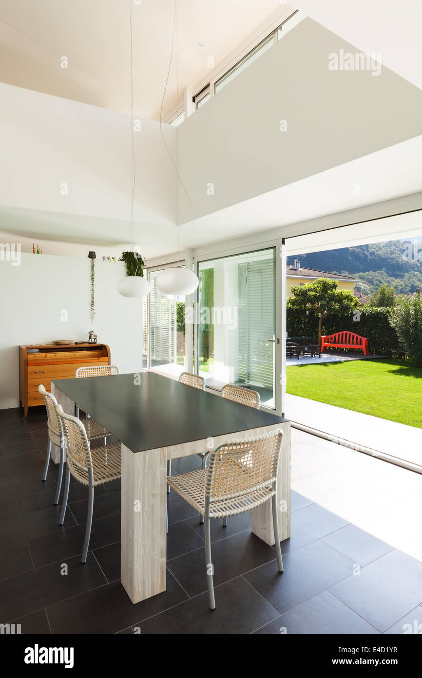 Modern villa, interior, dining table view Stock Photo - Alamy