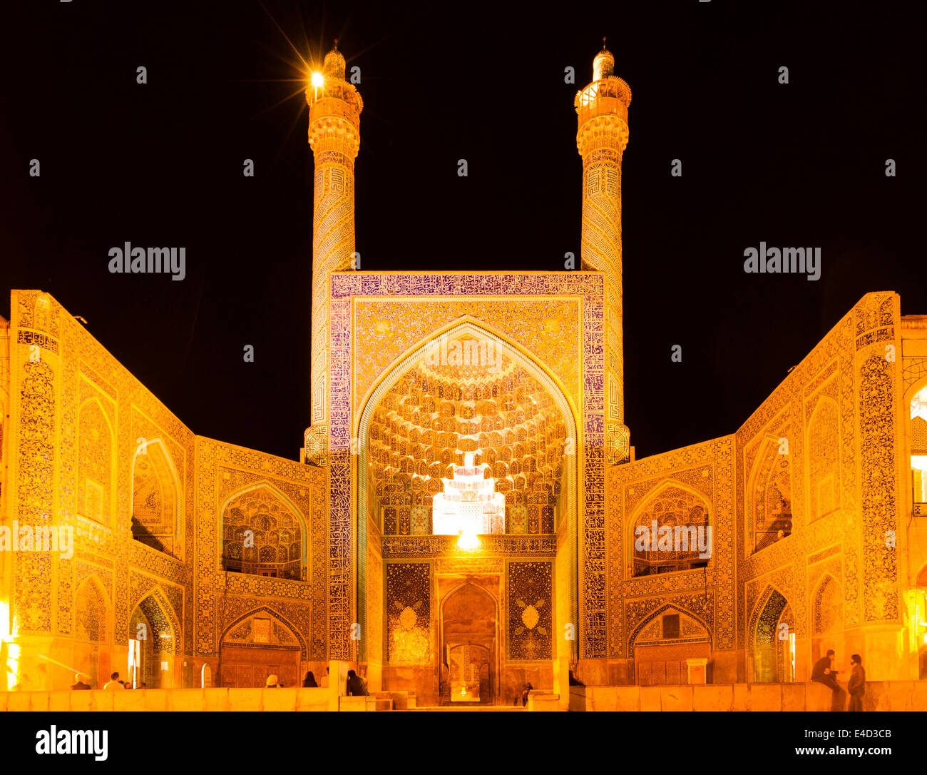 The Shah Mosque, or Imam Mosque, or Jameh Abbasi Mosque, at night, on ...