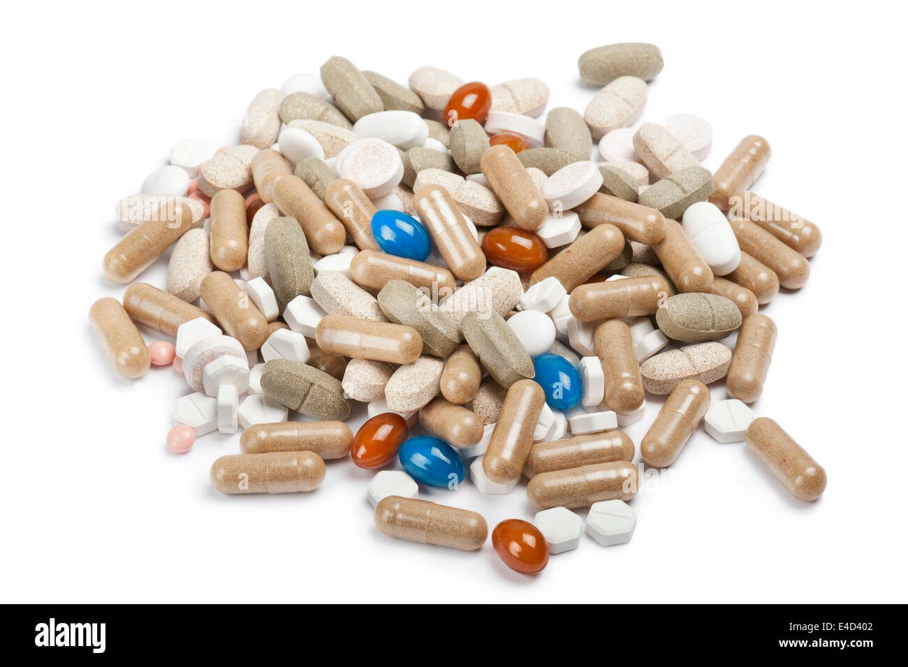 variety of colorfull pills and tablets on white background Stock Photo ...