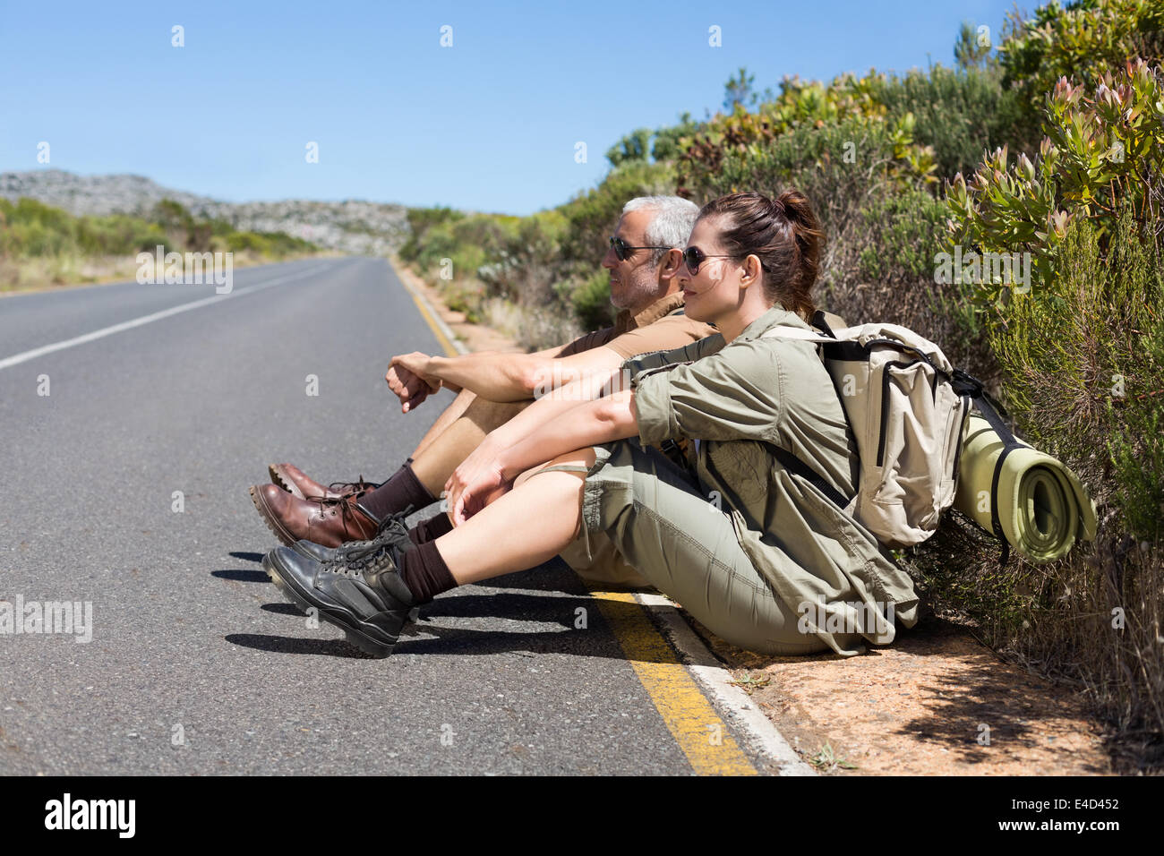 Woman at side of road hi-res stock photography and images - Alamy