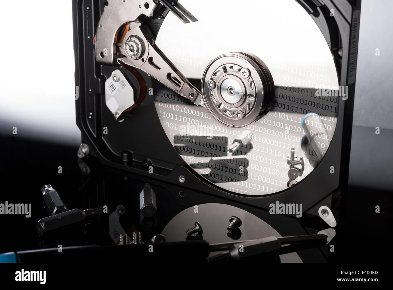 Hard drive or hard disc on black reflex background Stock Photo - Alamy