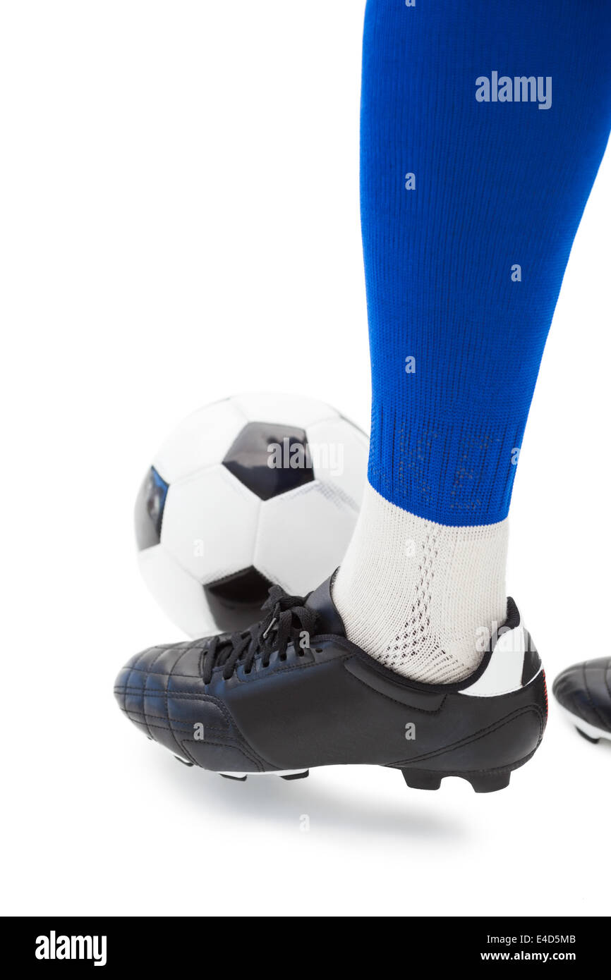 Football players foot with ball Stock Photo - Alamy