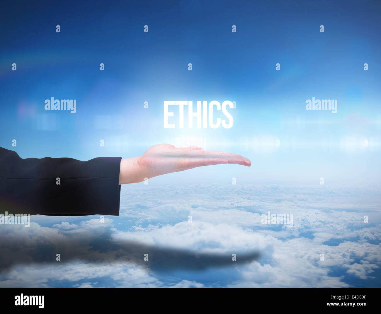 Businesswomans hand presenting the word ethics Stock Photo - Alamy