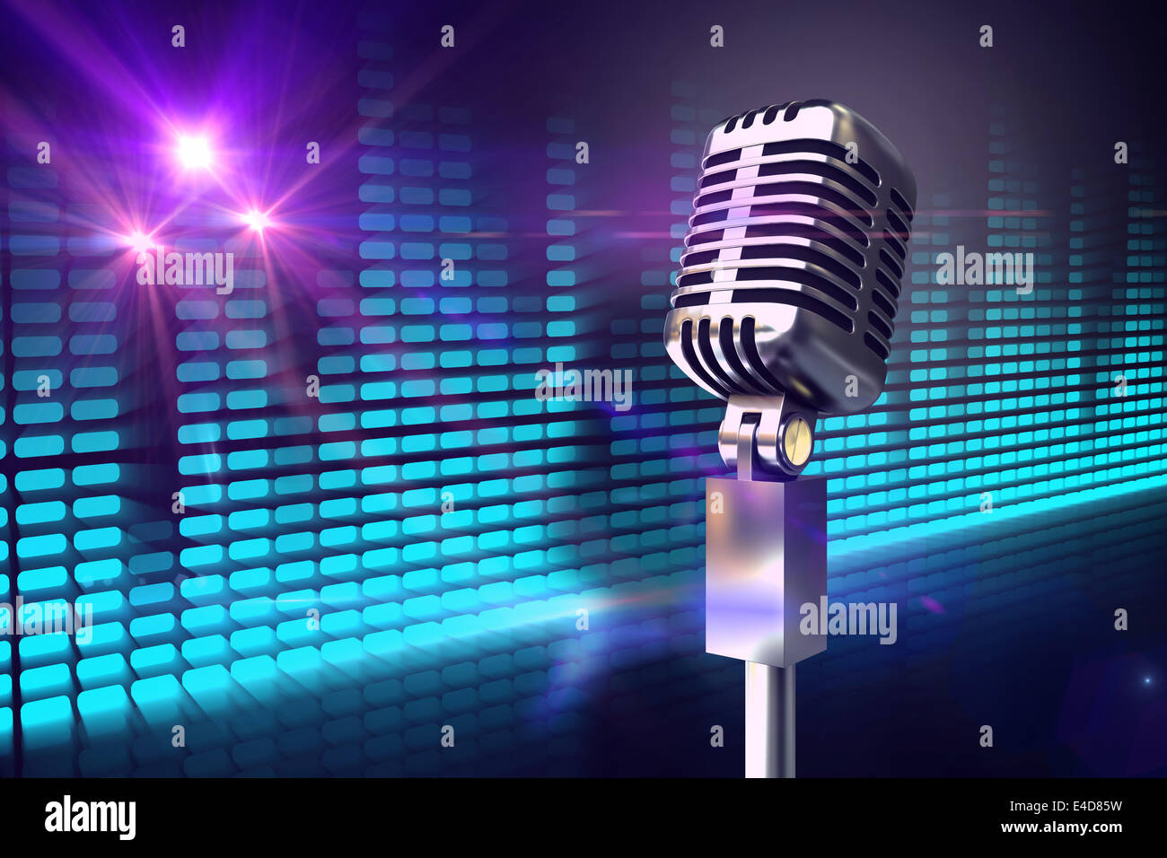 Composite image of retro chrome microphone Stock Photo - Alamy
