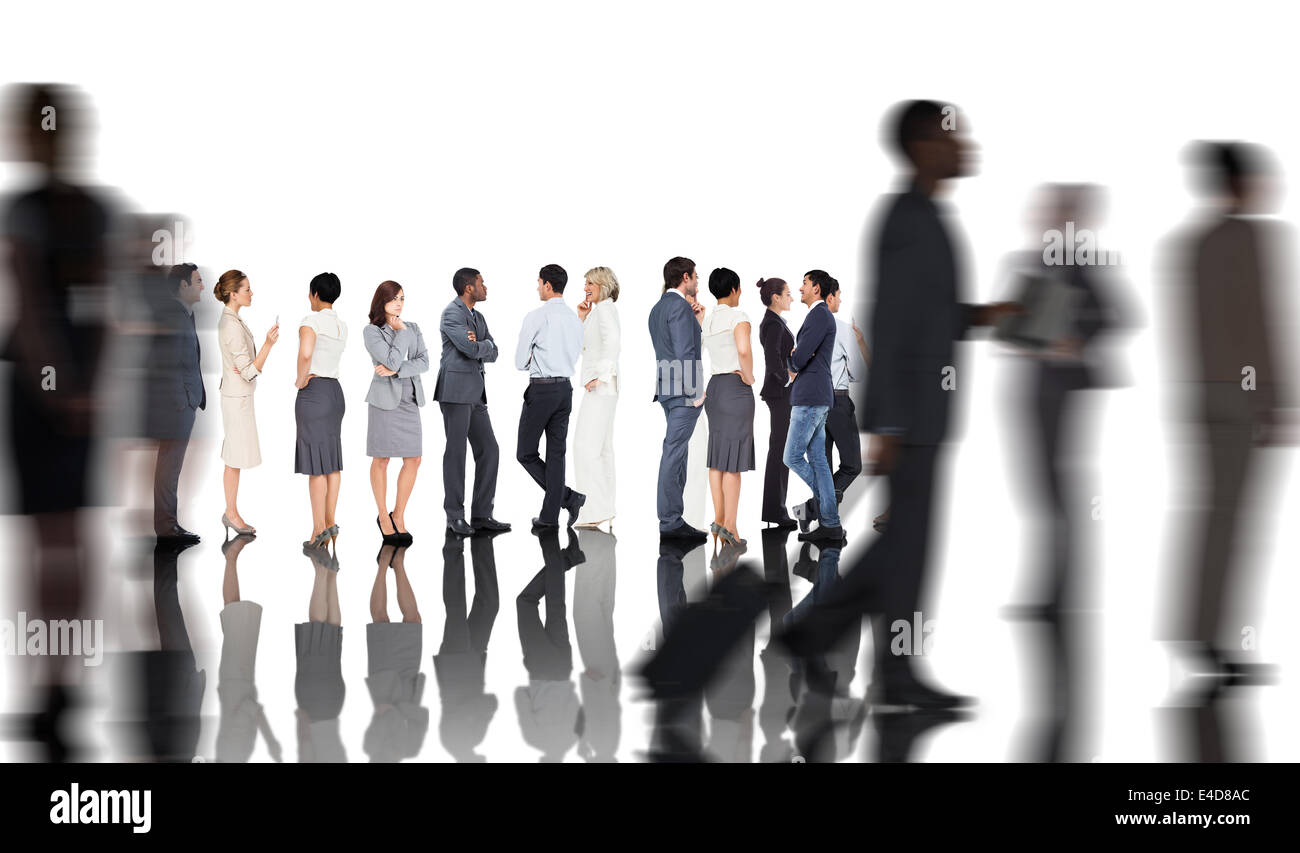 Composite image of many business people standing in a line Stock Photo ...