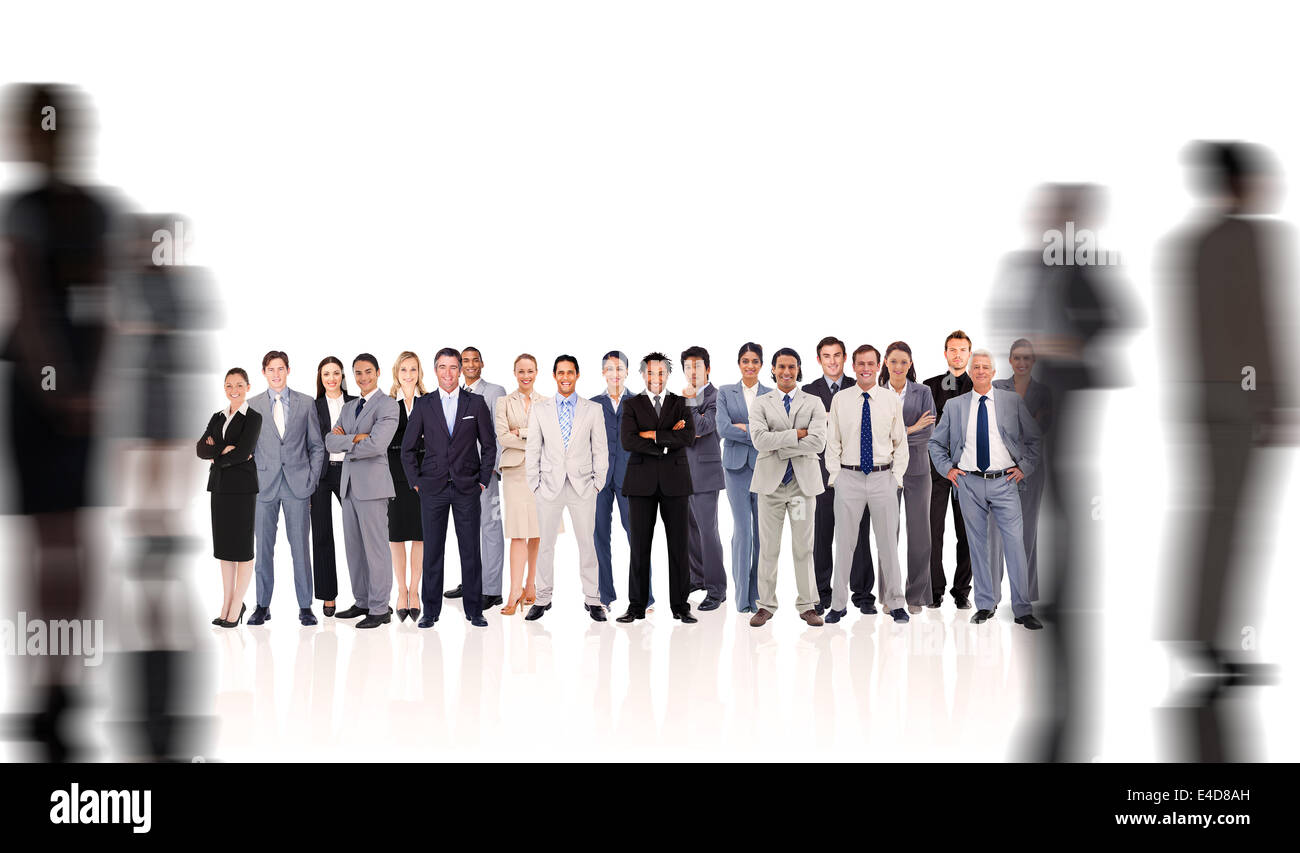 Composite image of business people standing up Stock Photo - Alamy