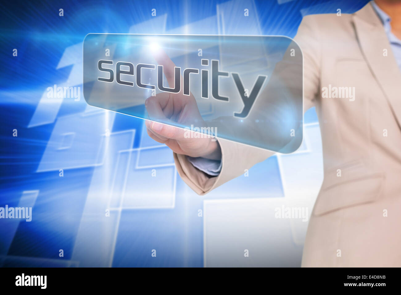 Businesswoman pointing to word security Stock Photo - Alamy