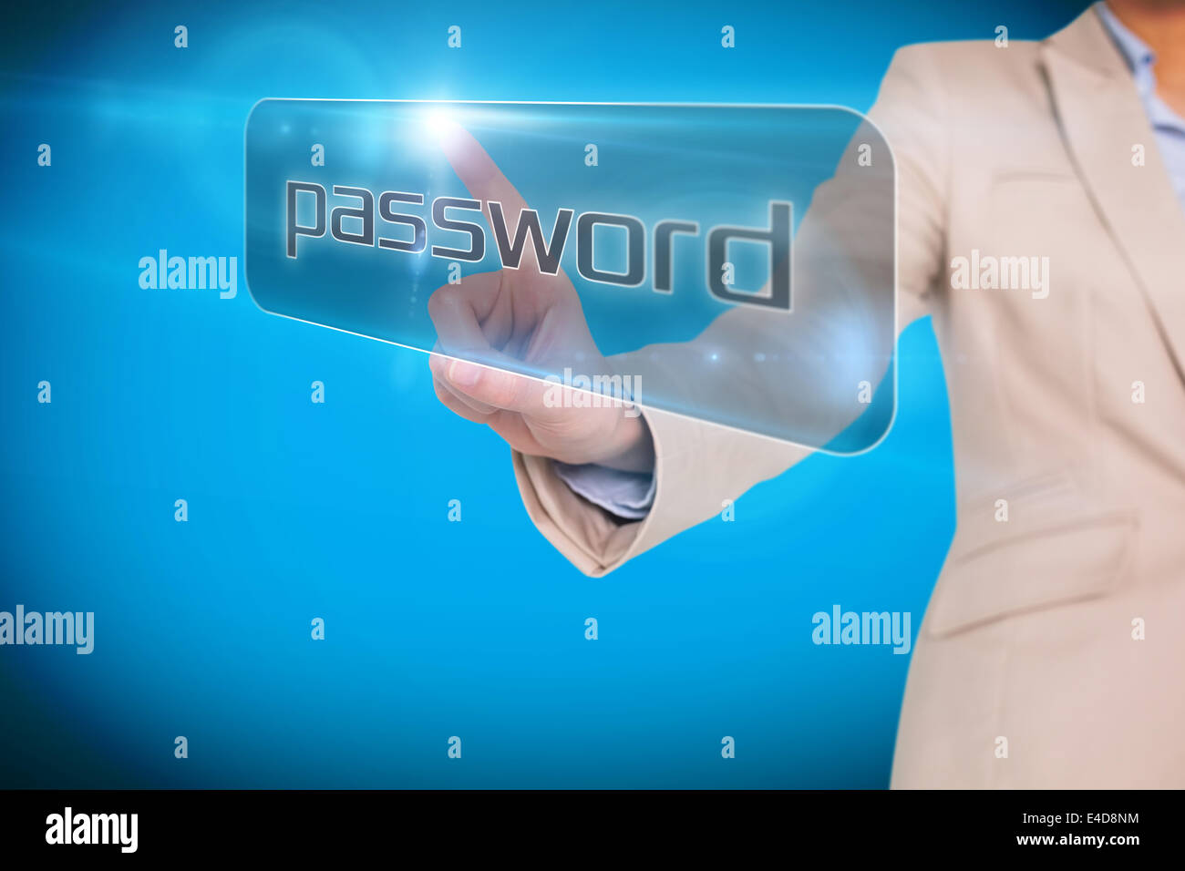 Businesswoman pointing to word password Stock Photo - Alamy
