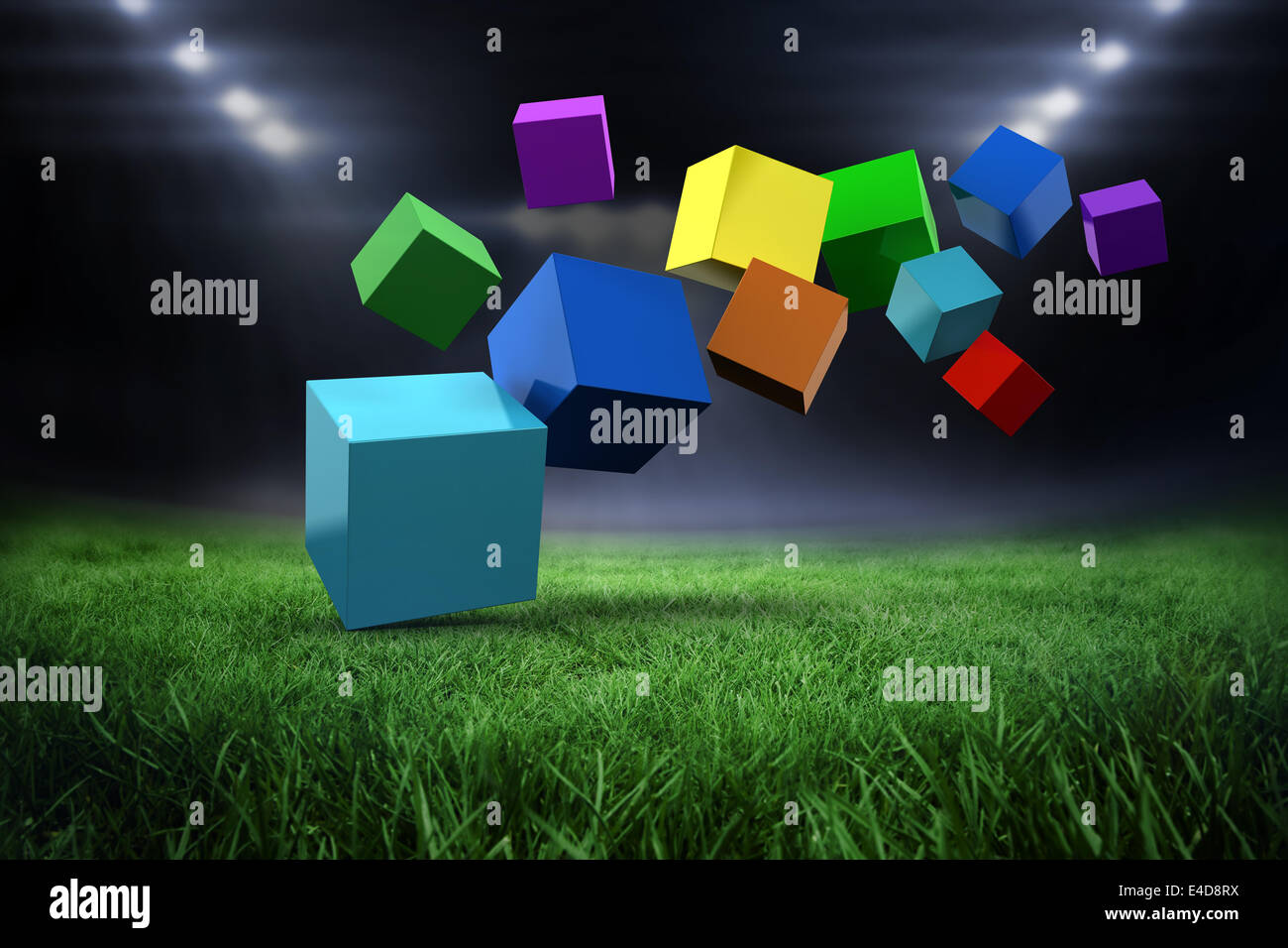 Composite image of 3d colourful cubes floating Stock Photo - Alamy
