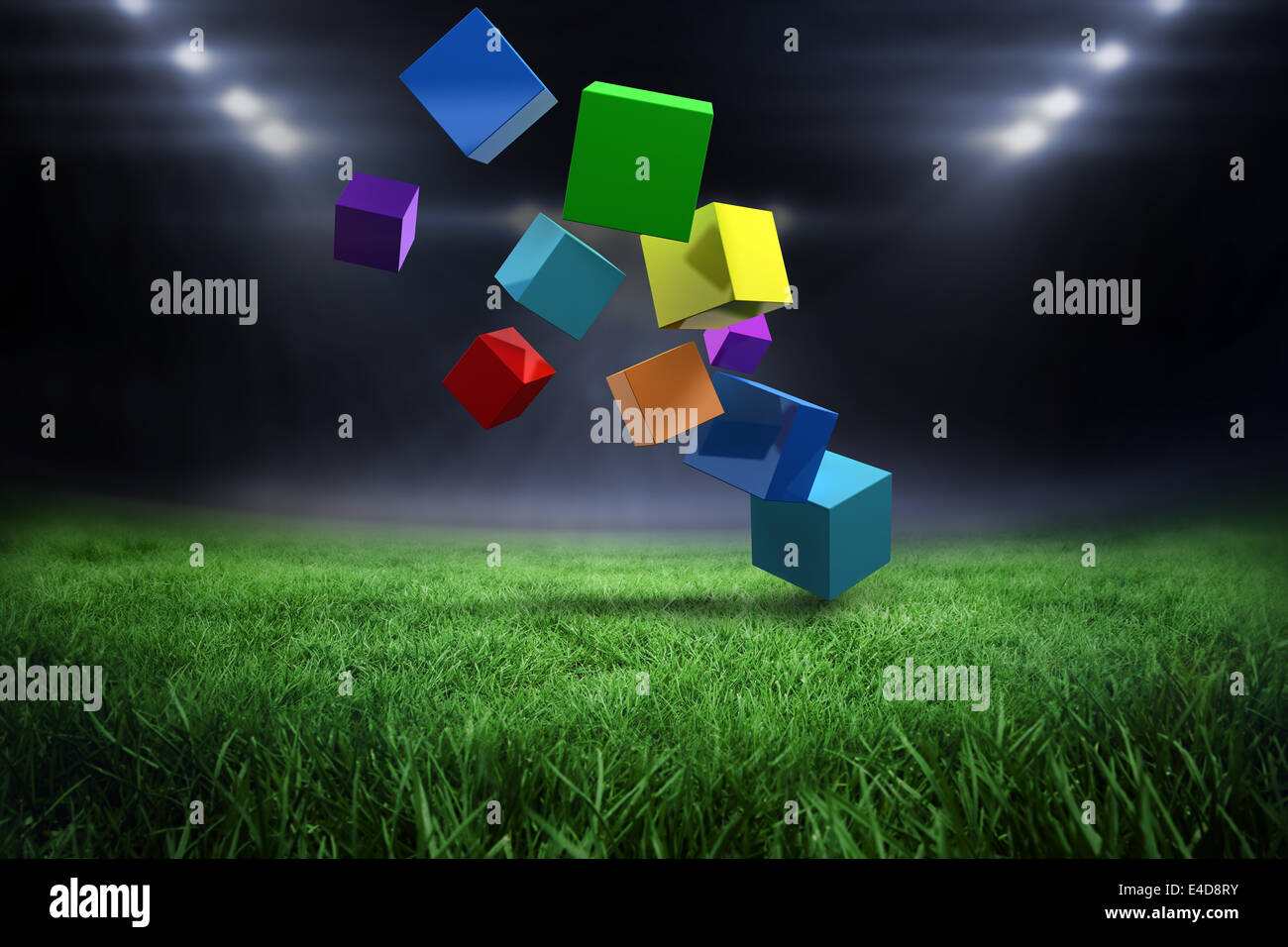 Composite image of 3d colourful cubes floating Stock Photo - Alamy
