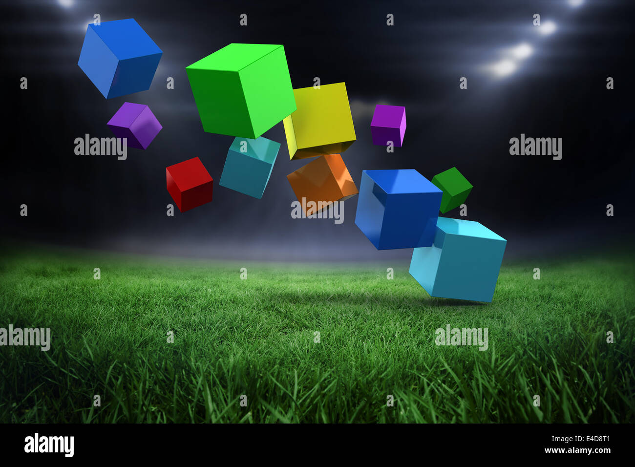 Composite image of 3d colourful cubes floating Stock Photo - Alamy