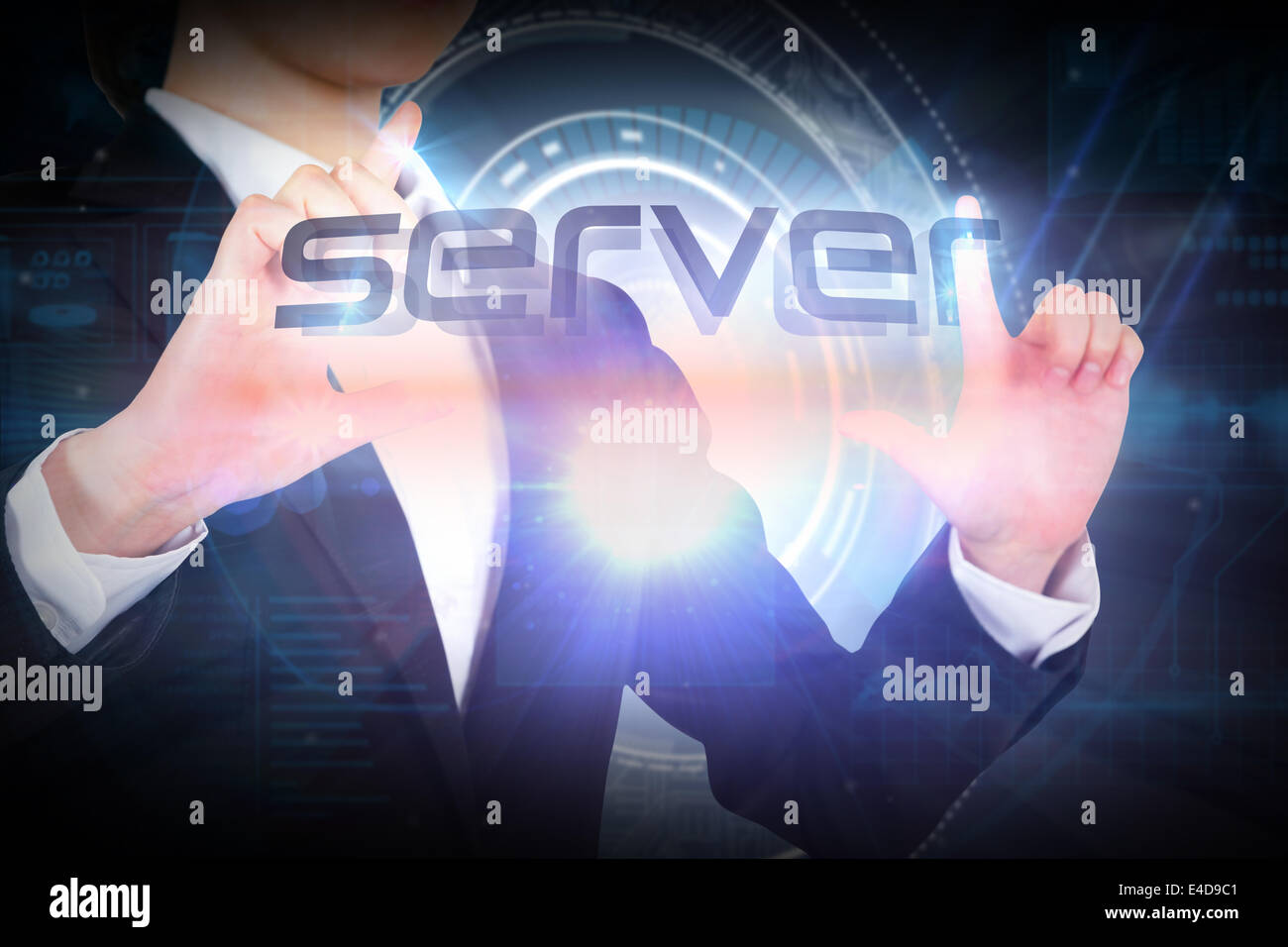 Businesswoman presenting the word server Stock Photo - Alamy