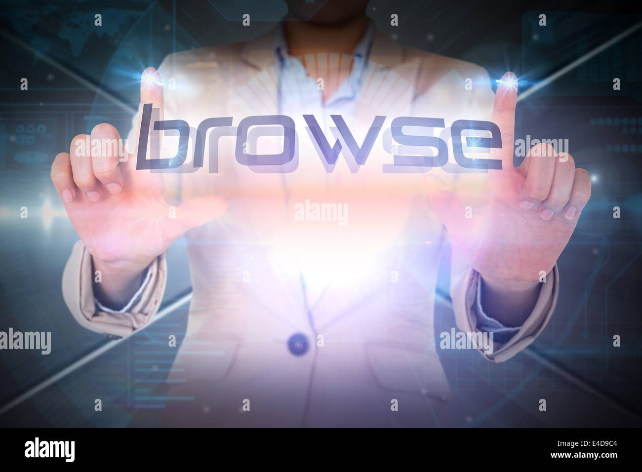 Businesswoman presenting the word browse Stock Photo - Alamy