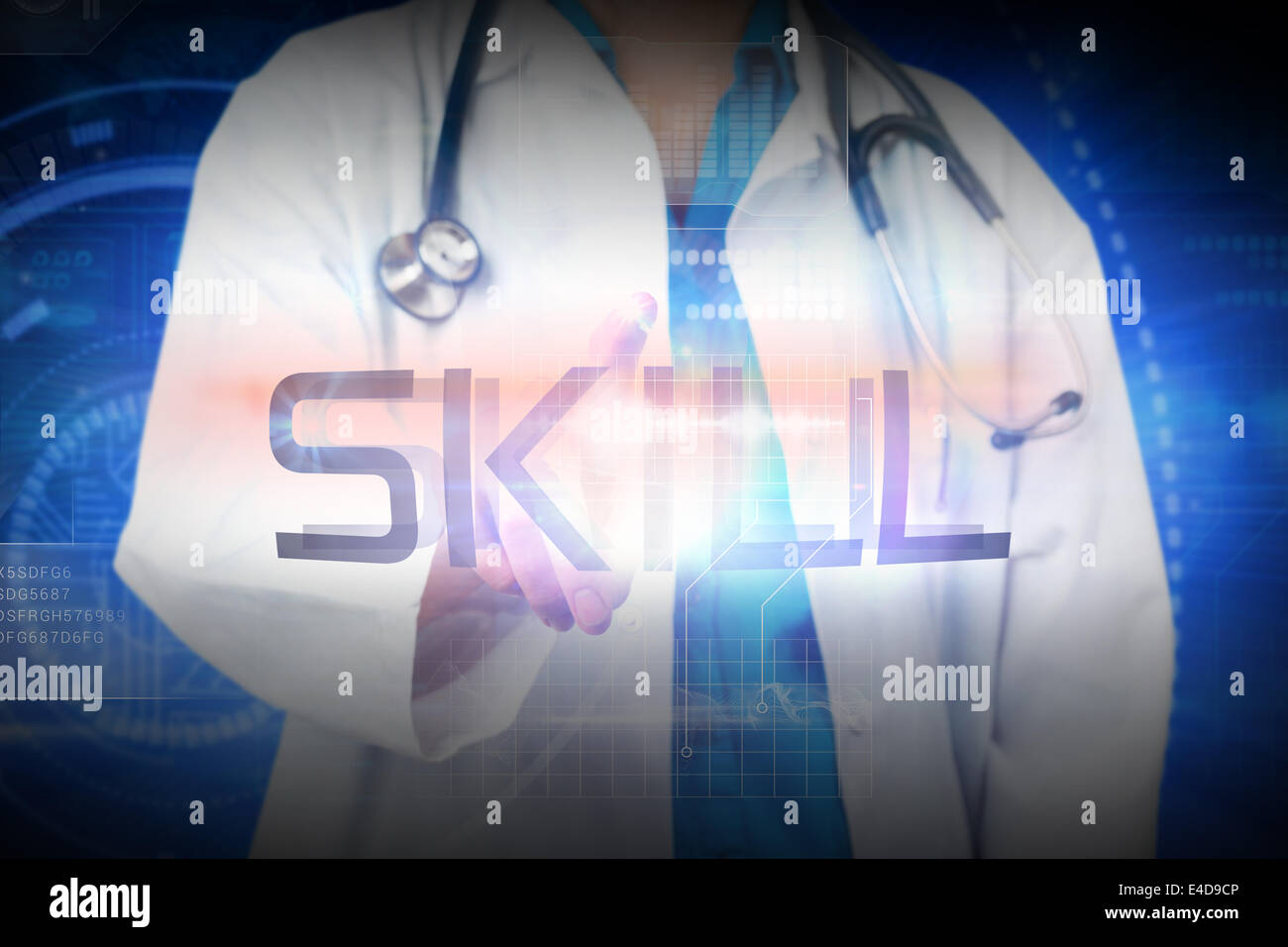 Doctor presenting the word skill Stock Photo - Alamy