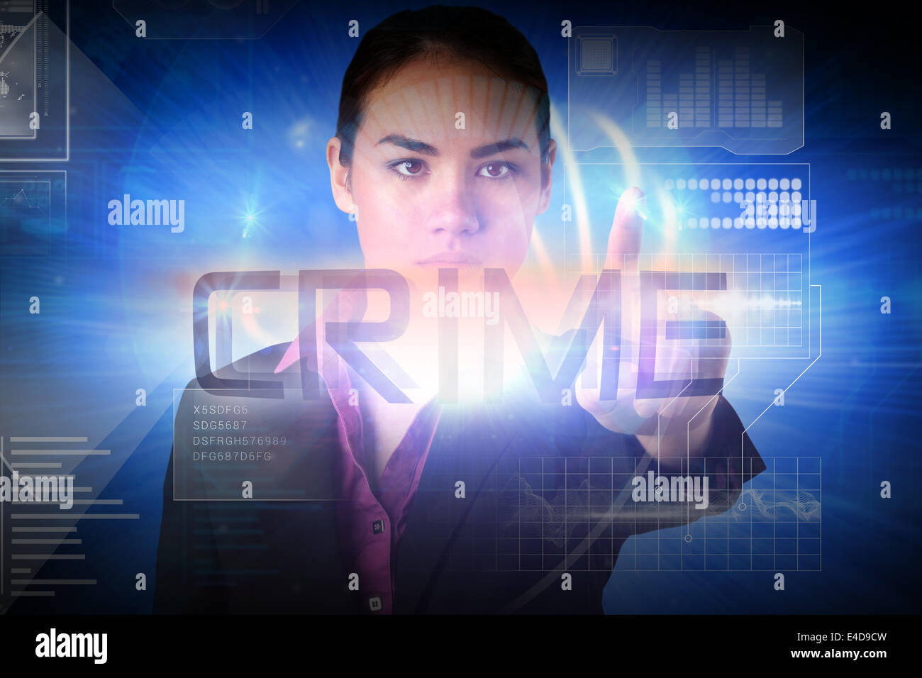 Businesswoman presenting the word crime Stock Photo - Alamy