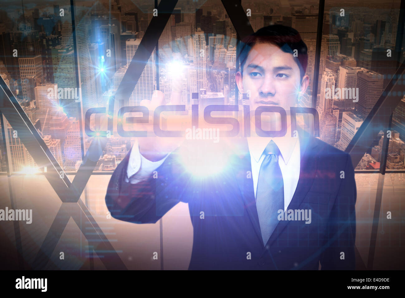 Businessman presenting the word decision Stock Photo - Alamy