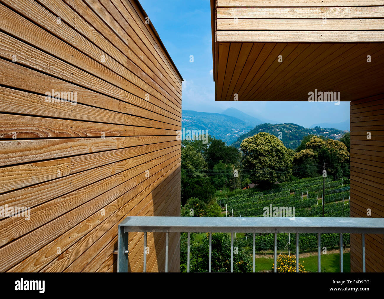 totally wooden terrace of a new modern and sustainable building Stock ...