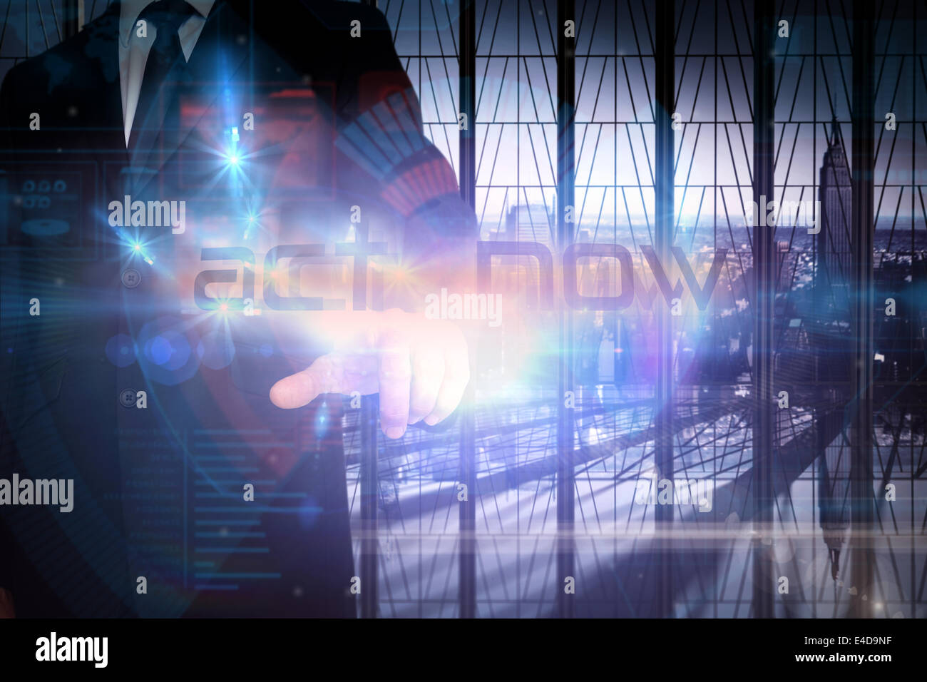 Businessman presenting the words act now Stock Photo - Alamy