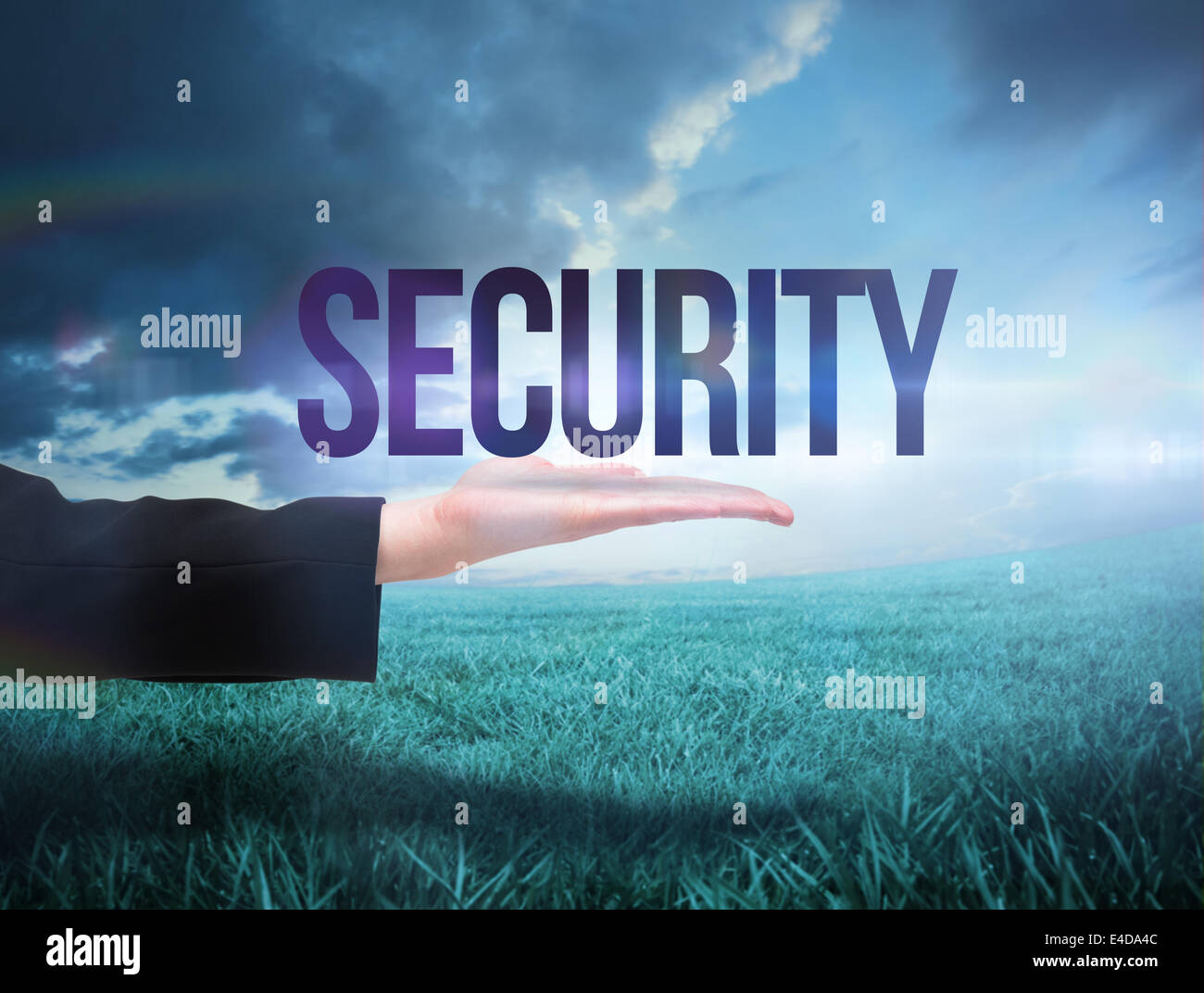 Businesswomans hand presenting the word security Stock Photo - Alamy