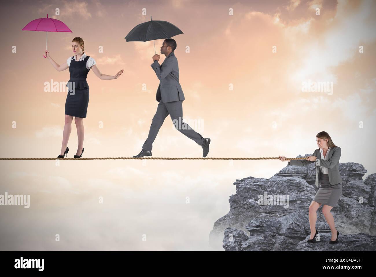 Man Walking Tightrope Stock Photos & Man Walking Tightrope Stock Images ...