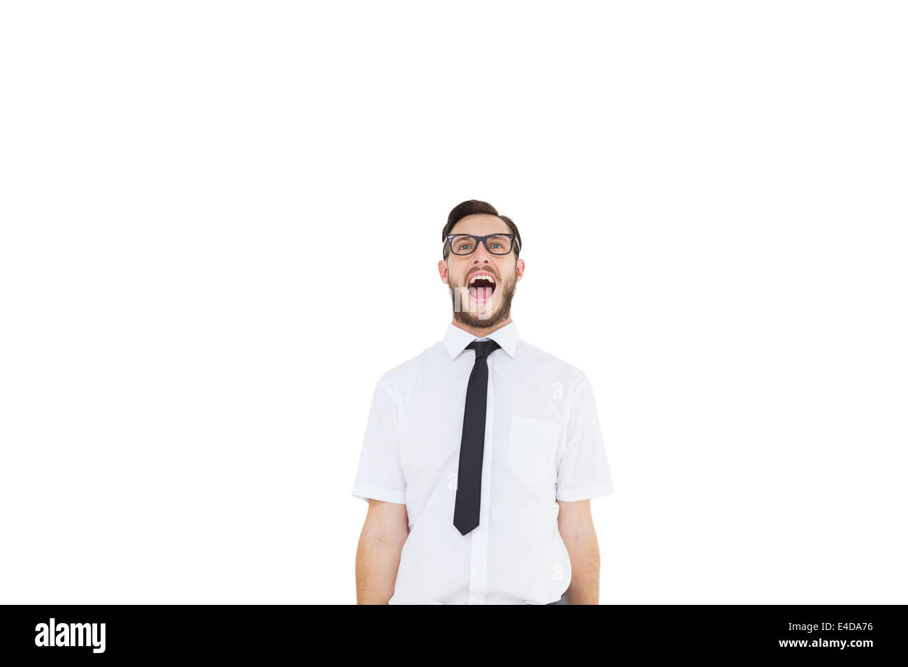 Geeky young businessman shouting loudly Stock Photo - Alamy
