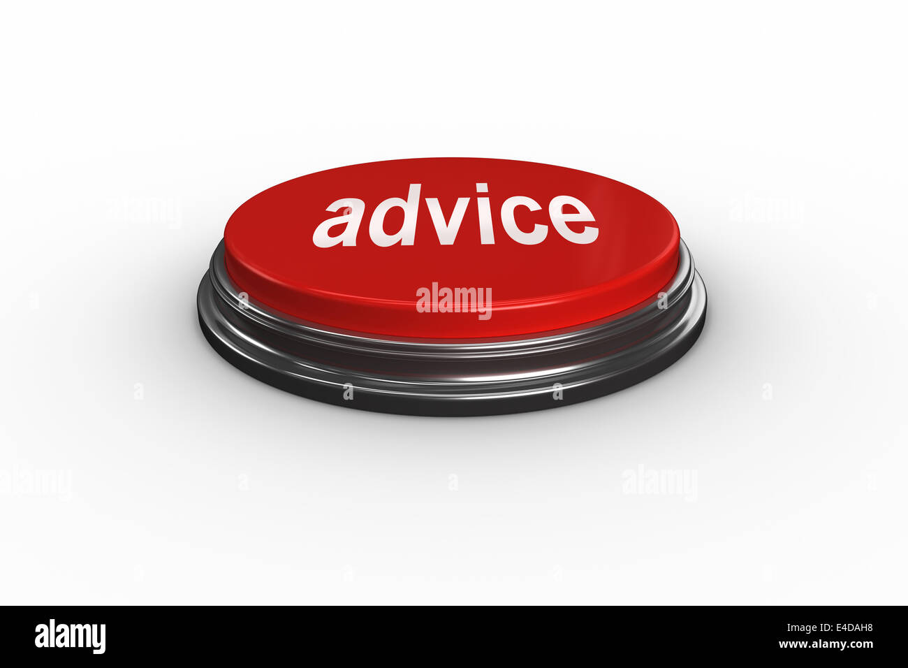 Advice against digitally generated red push button Stock Photo - Alamy