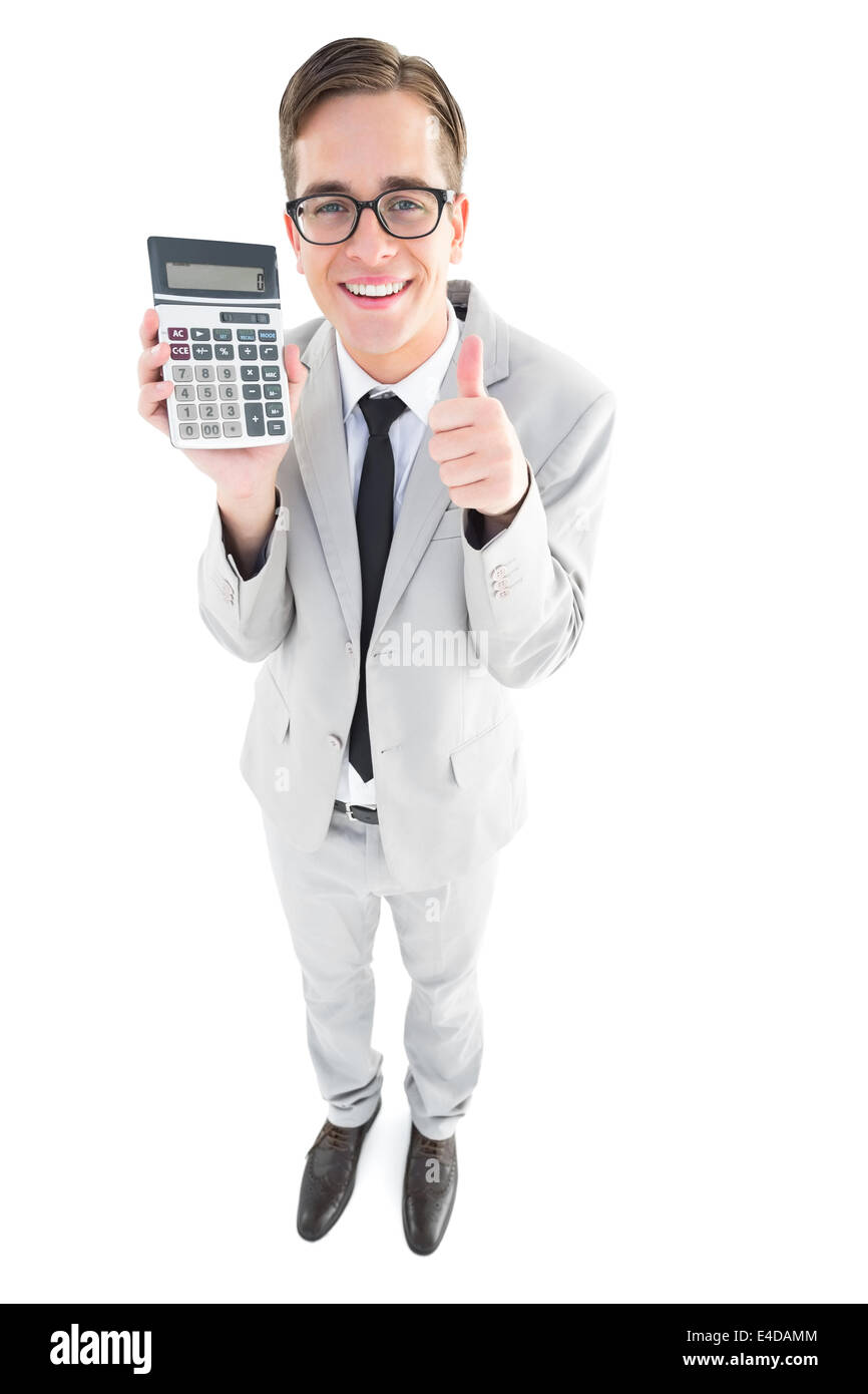 Happy businessman showing calculator Cut Out Stock Images & Pictures ...