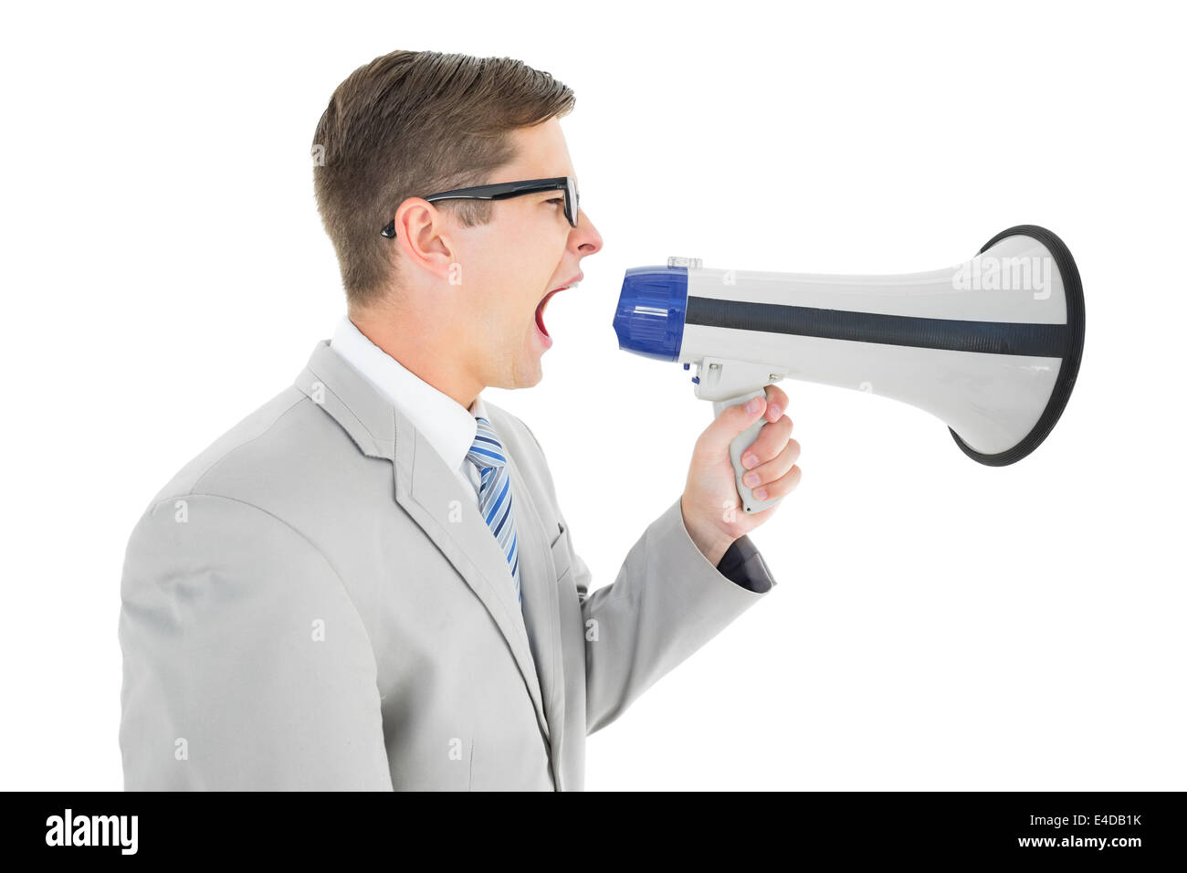 Businessman speaking through megaphone hi-res stock photography and ...