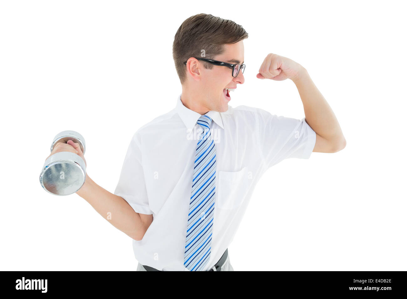 Nerd flexing arm hi-res stock photography and images - Alamy