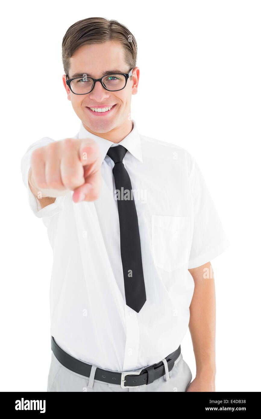 Happy young businessman pointing camera hi-res stock photography and ...