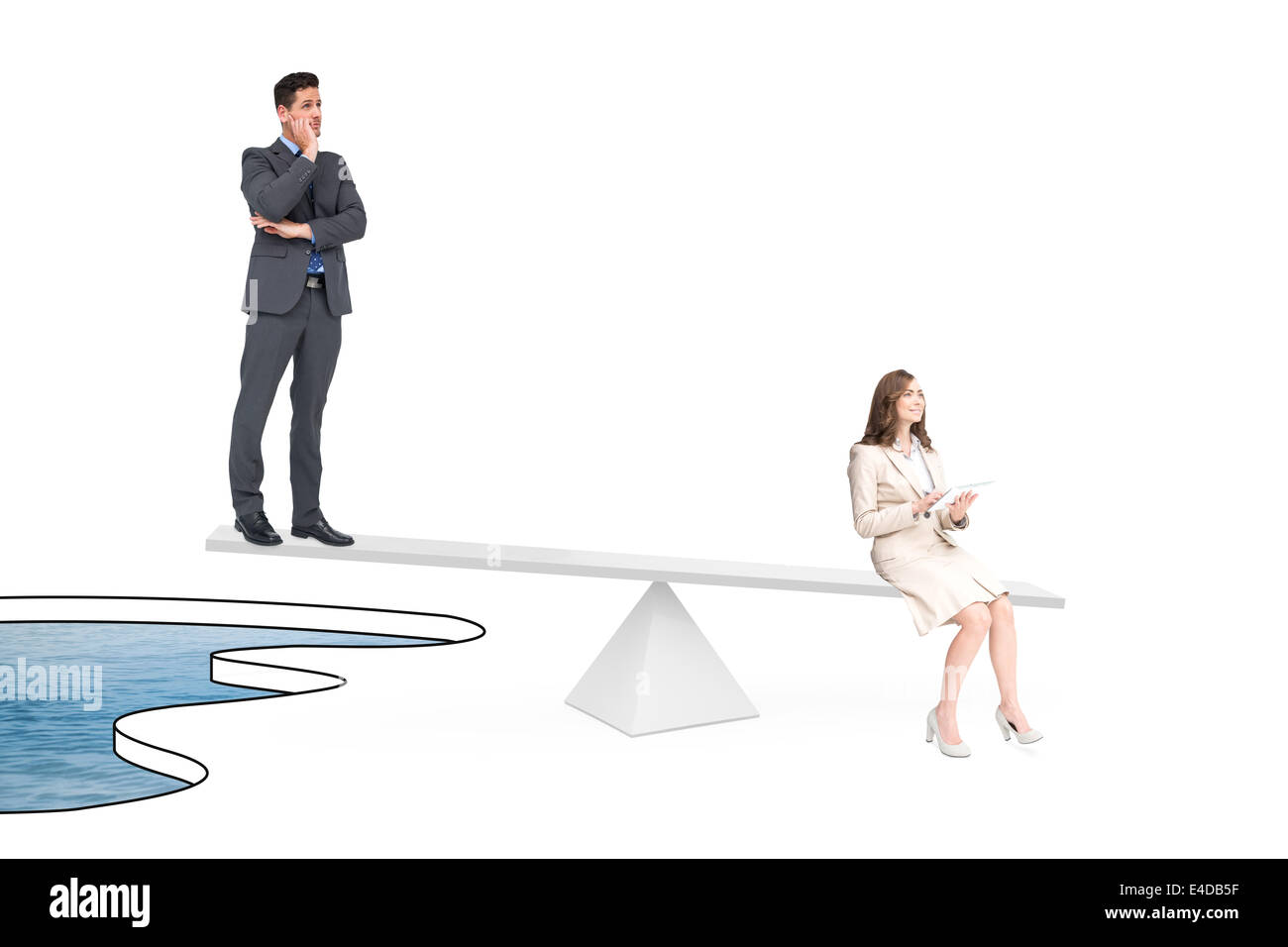 White scales measuring two business people Stock Photo - Alamy