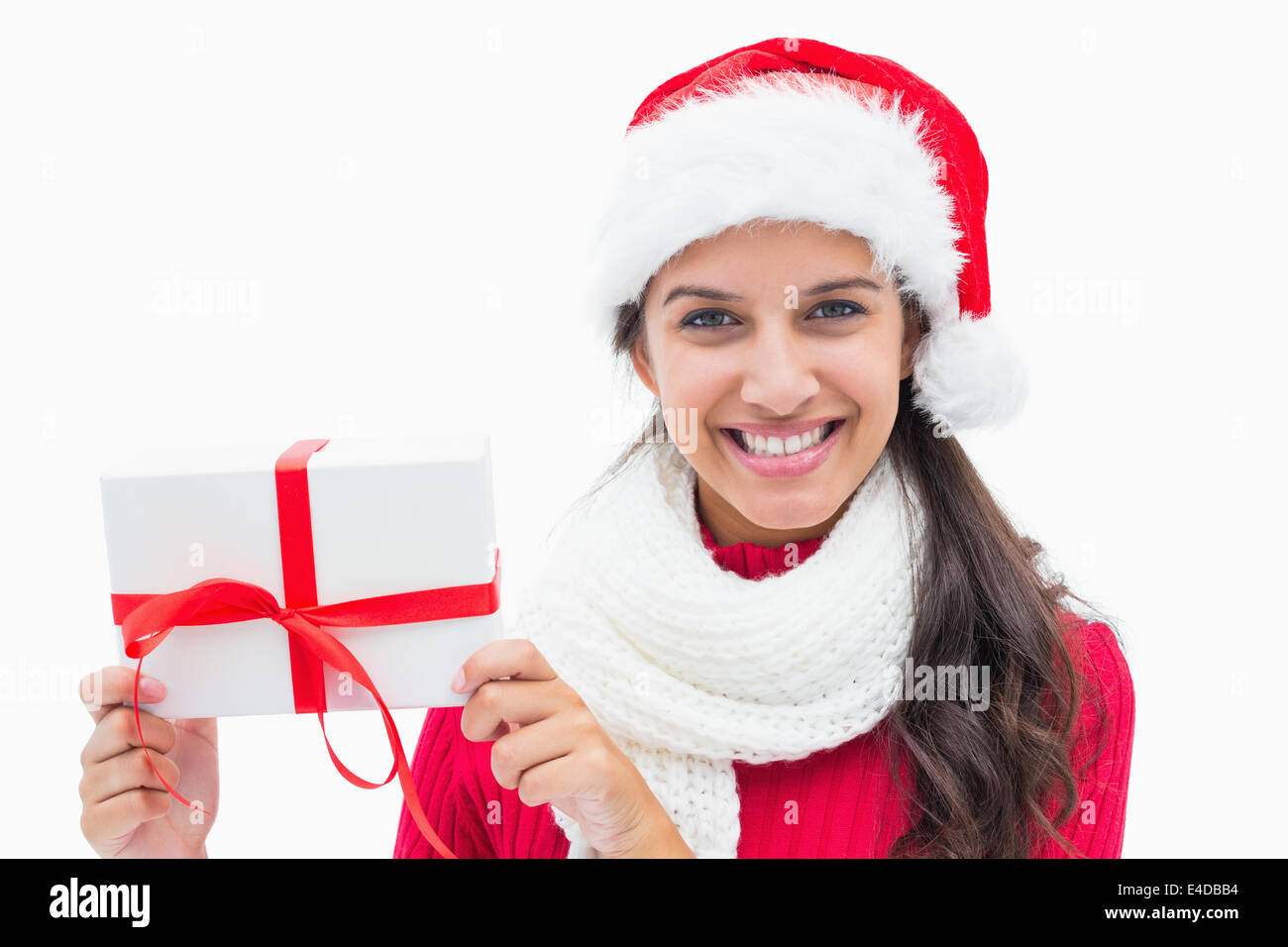 Woman holding festive gift hi-res stock photography and images - Alamy