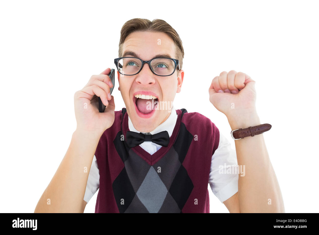 Talking on phone excited man hi-res stock photography and images - Alamy