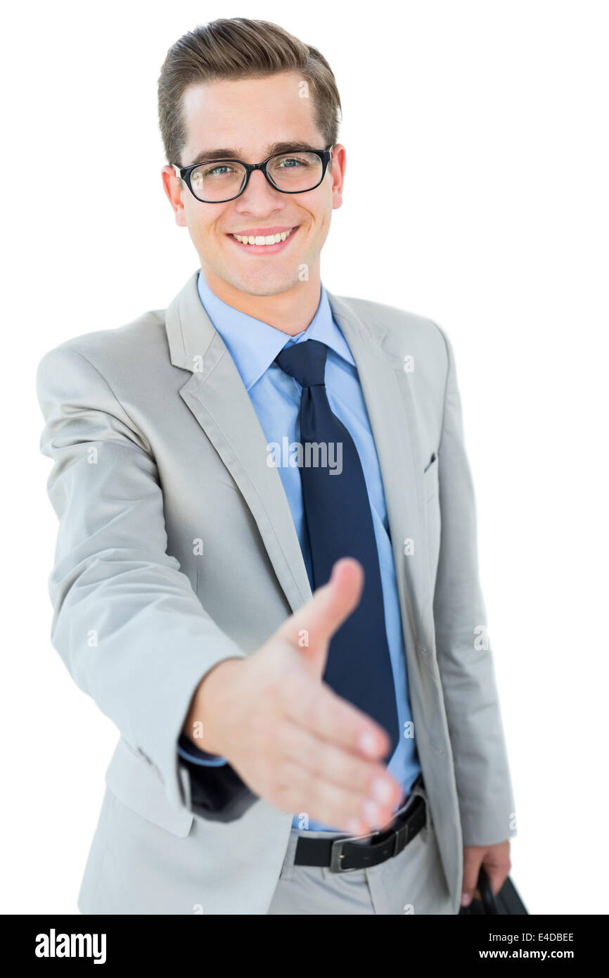 Young man offering hand handshake hi-res stock photography and images - Alamy