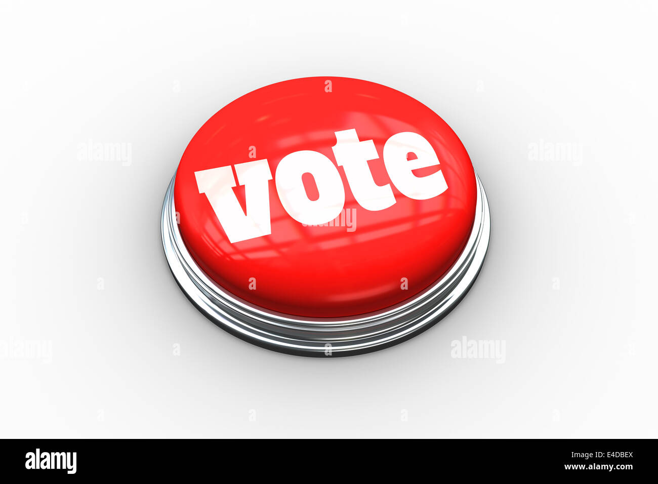 Vote on digitally generated red push button Stock Photo - Alamy